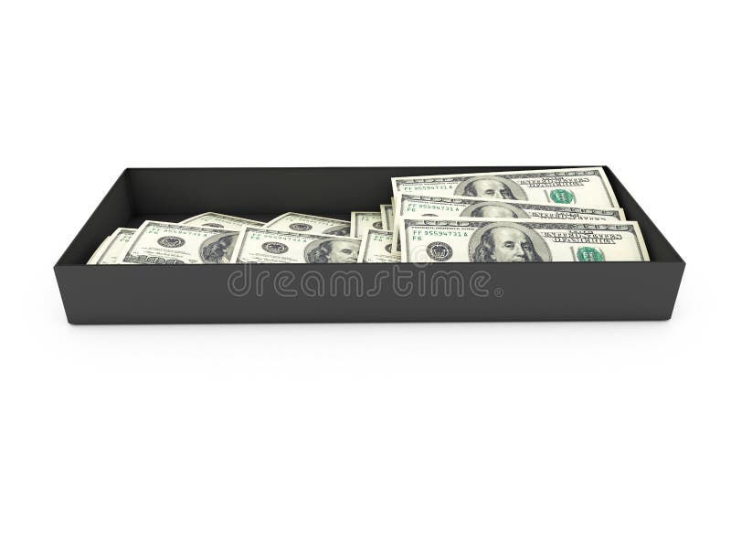 Stack of Dollar Banknotes in Box Stock Illustration - Illustration of ...