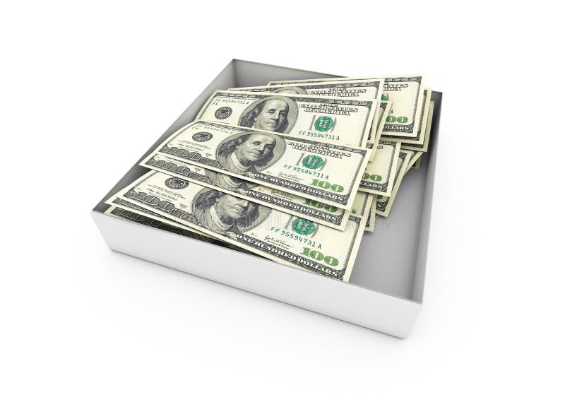 Stack of Dollar Banknotes in Box Stock Illustration - Illustration of ...