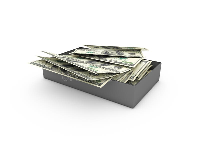 Stack of Dollar Banknotes in Box Stock Illustration - Illustration of ...