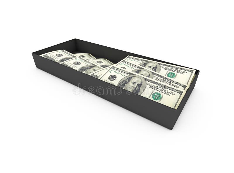 Stack of Dollar Banknotes in Box Stock Illustration - Illustration of ...