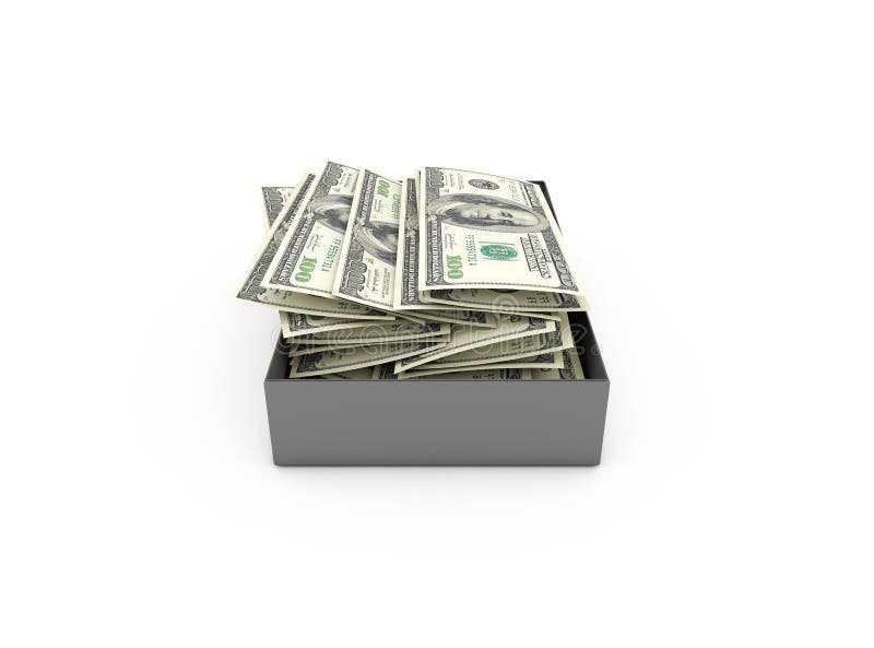 Stack of Dollar Banknotes in Box Stock Illustration - Illustration of ...