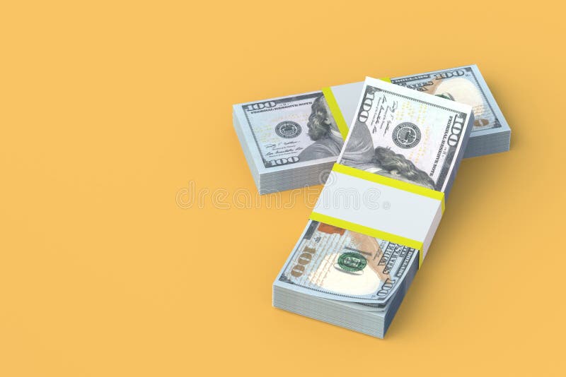 Stack of Dollar Banknotes on Orange Background Stock Illustration ...