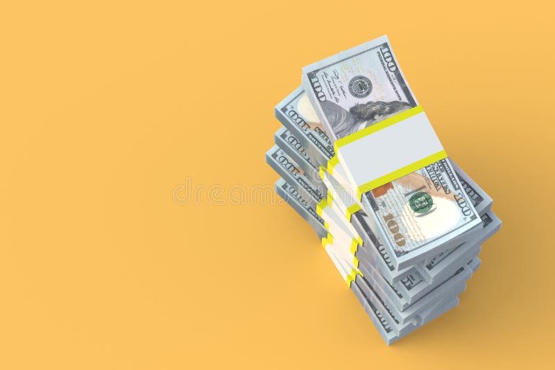 Stack of Dollar Banknotes on Orange Background Stock Illustration ...