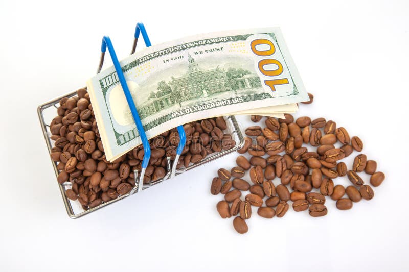 A Stack of Dollar Bills, Highlighted by a $100 Note, Supports a Basket ...