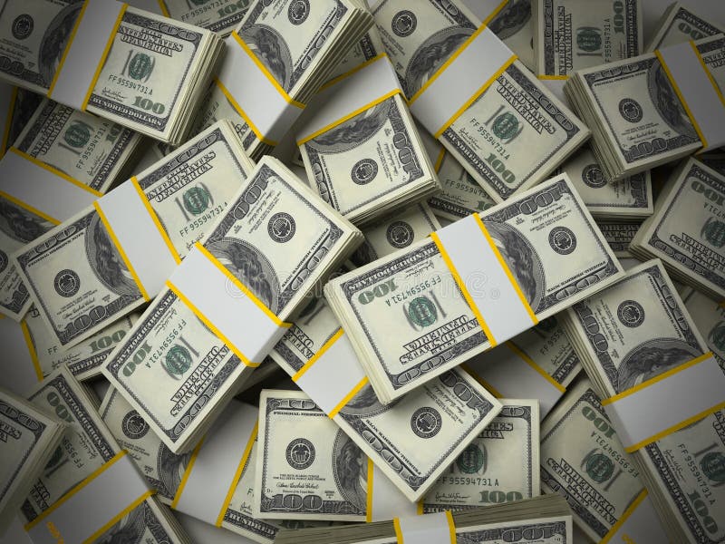 Stack of 100 Dollar Bills Isolated on White Background. 3D Illustration ...