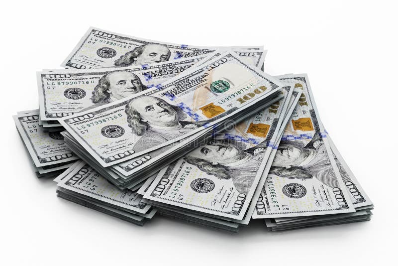 Stack of 100 Dollar Bills Isolated on White Background. 3D Illustration ...