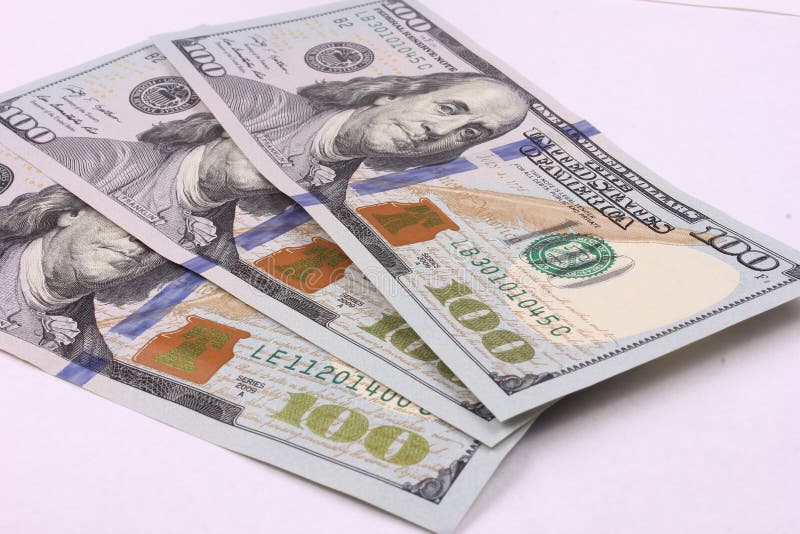 100 Stack of Dollar Bills Isolated on White Background Stock Photo ...