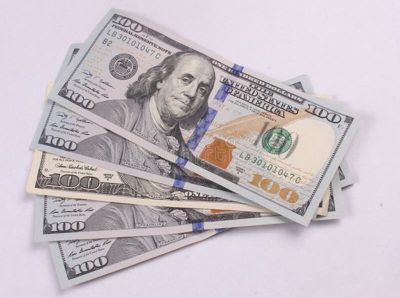 Stack of Dollar Bills on White Background Stock Photo - Image of ...