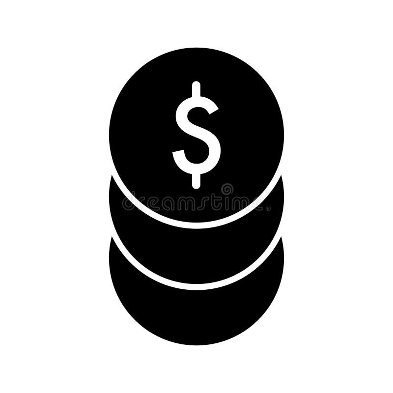 Stack of Dollar Coins Vector Icon. Black and White Cash Illustration ...