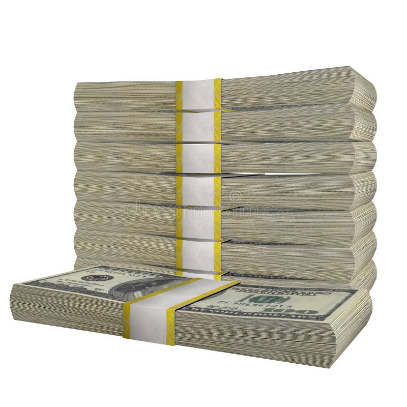 Stack of 100 Dollars Banknote Bill USA Money Banknote on a White ...