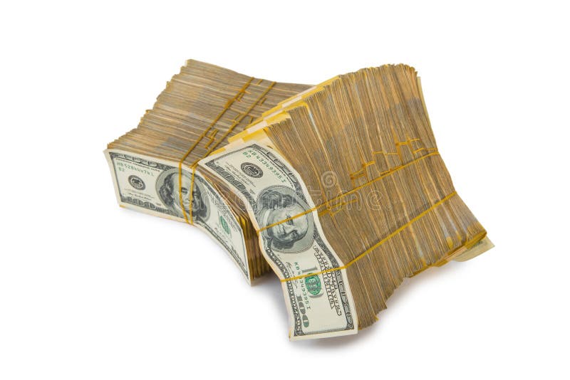Stack of dollars isolated stock photo. Image of close - 12909344
