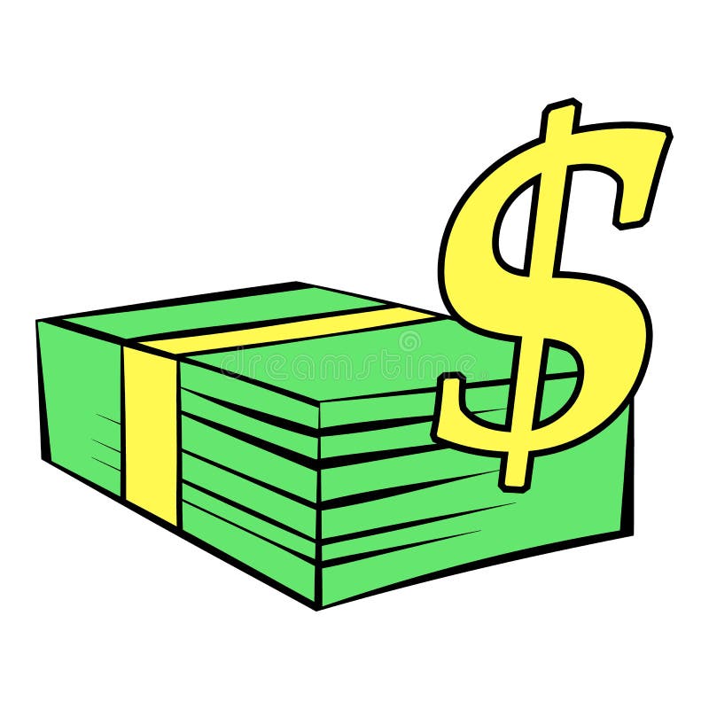 Stack of Dollars Icon, Icon Cartoon Stock Vector - Illustration of ...