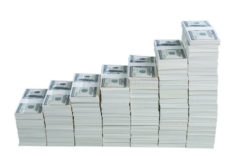 Stack Of Dollars In Increasing Steps On White Background Stock Image ...