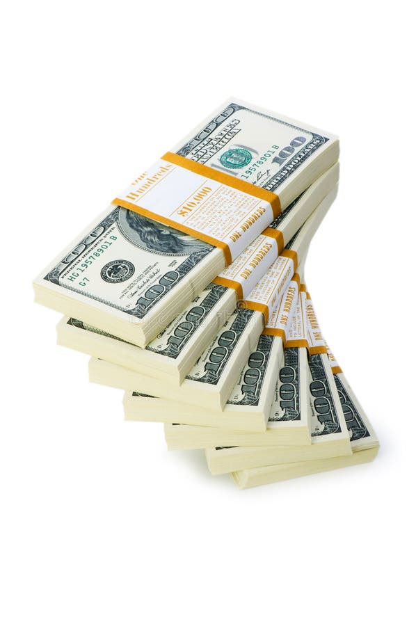 Stack of dollars isolated stock photo. Image of bill - 11887920