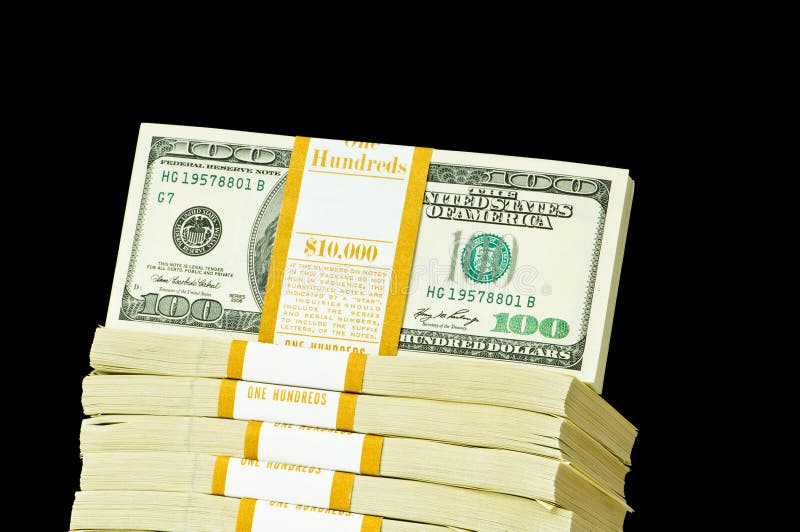 Stack of dollars isolated stock photo. Image of recession - 13106962