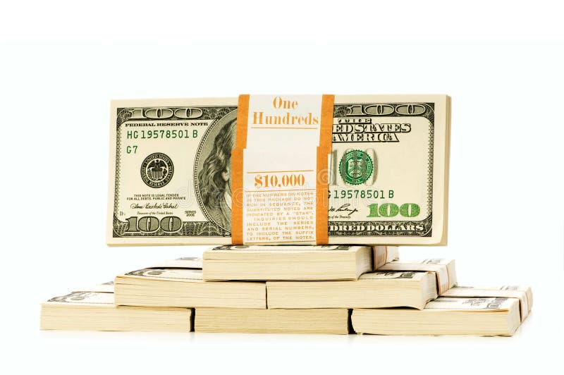 Stack of dollars isolated stock image. Image of isolated - 9871313