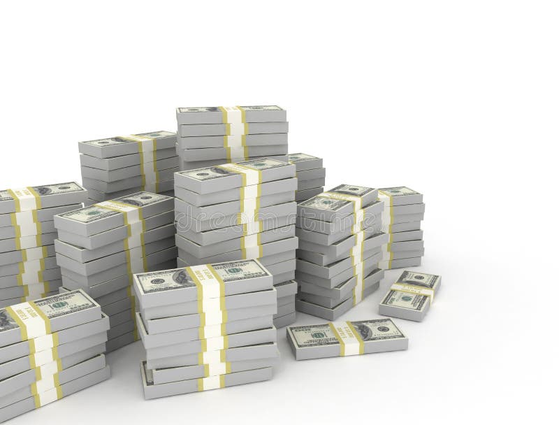 Stack of dollars on white stock illustration. Illustration of currency ...