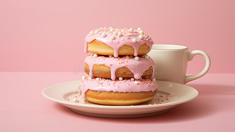 Stack donut pink stock illustration. Illustration of drizzle - 375771424