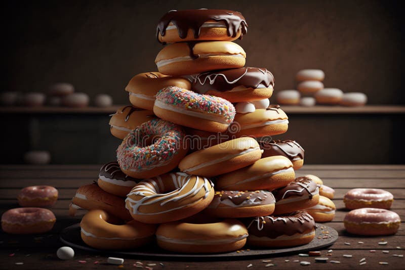 Generative AI, Donut in Heart Shape with Little Hearts Pastries ...