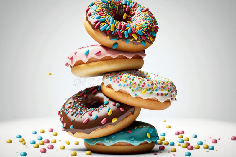 Stack of Donuts with Chocolate Icing Isolated on White. AI Generative ...