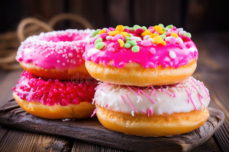 A Stack of Donuts with Sprinkles Stock Illustration - Illustration of ...