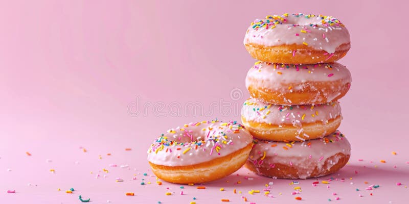A Stack of Donuts with Sprinkles on Top Stock Photo - Image of dessert ...