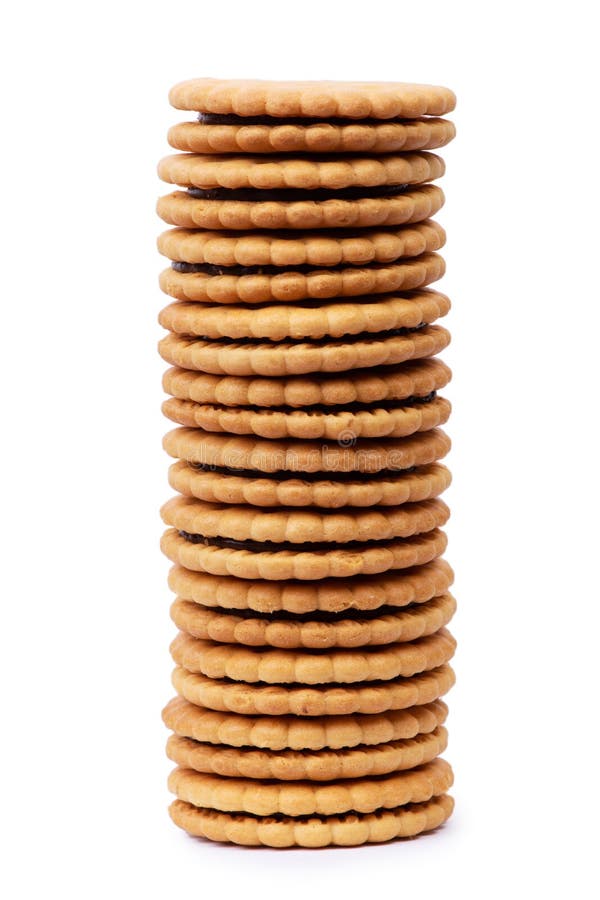 Stack of Double Round Biscuit Cookies Stock Photo - Image of calorie ...