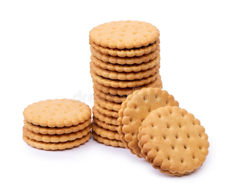 Stack of Double Round Biscuit Cookies Stock Photo - Image of bakery ...