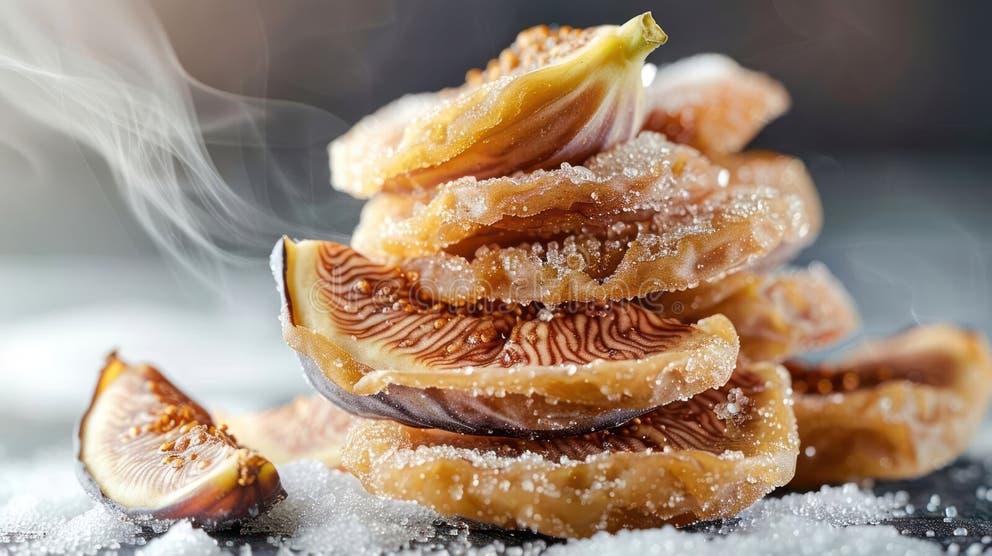Sweet Sugary Figs Slices Stack, Closeup Food Photography Stock ...