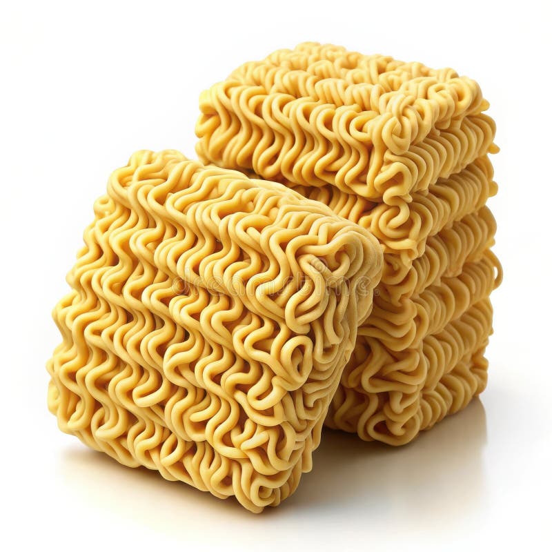 Stack of Dried Instant Noodles on White Background Culinary Staple ...