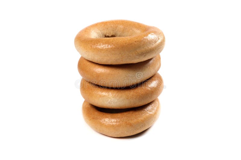 Stack of Dry Bagels Isolated on White Stock Image - Image of pastry ...