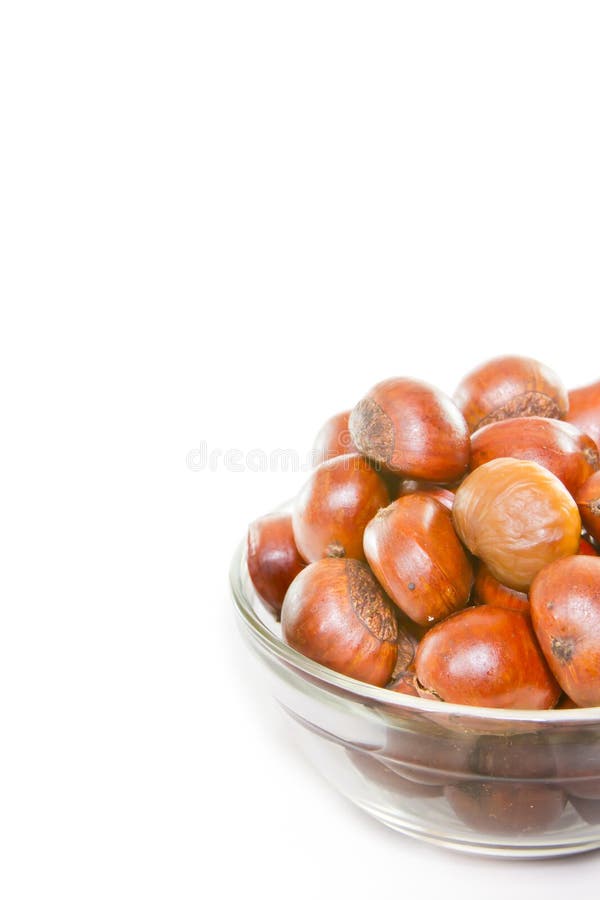 Stack of Dry Chestnut in Glass Bowl Stock Image - Image of eating ...