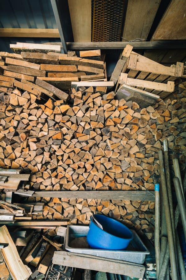 Stack of Dry Firewoods Indoor Stock Photo - Image of vertical, pile ...