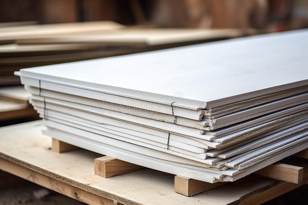 A Stack of Drywall Sheets in a Construction Site Stock Photo - Image of ...