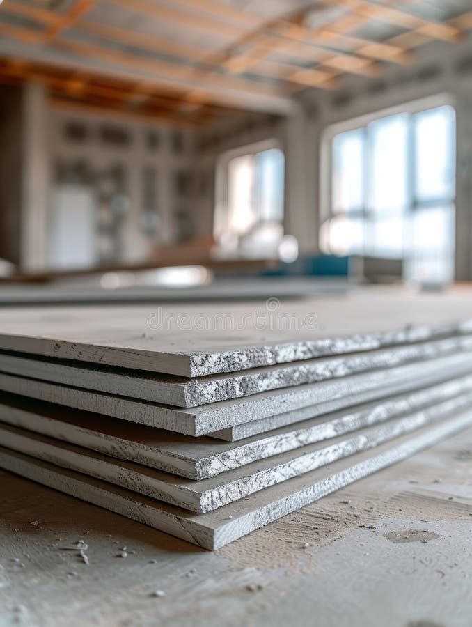 Stack of Drywall Sheets in a Construction Site. Stock Image - Image of ...