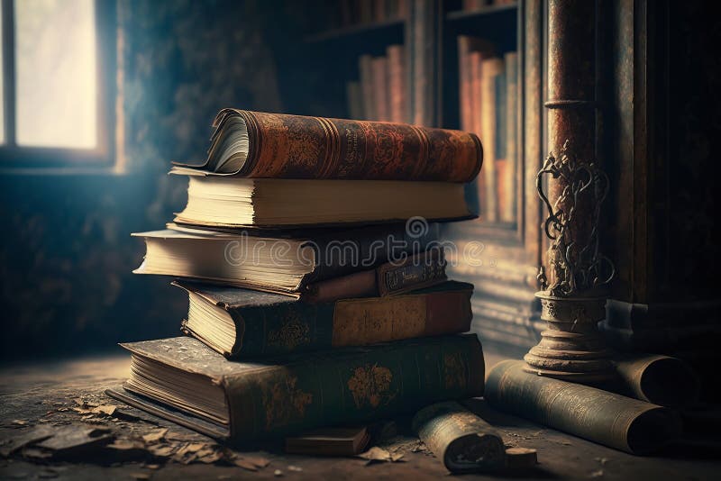 A Stack of Dusty Old Books. Stock Illustration - Illustration of ...