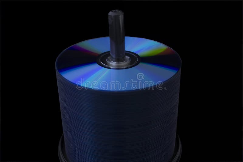 Stack of DVDs CDs Blu-ray on a Black Background Stock Image - Image of ...