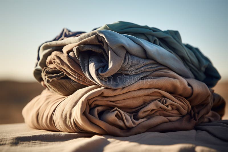 Stack of Earth Colored Clothing Made from Natural Material. Generative ...