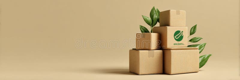 Eco-friendly Parcels Stacked Artistically for Sustainable Delivery ...