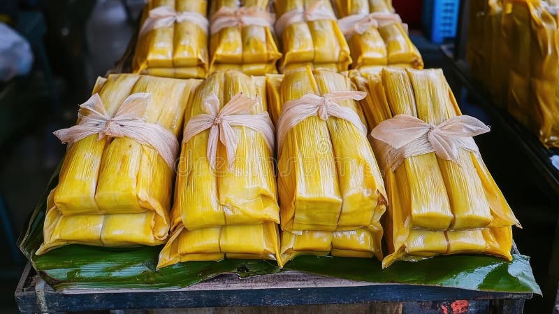 Stack of Ecuadorian Humitas: Traditional Corn Cakes Wrapped and Ready ...