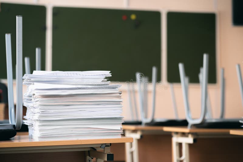 Stack of Educational Materials Stock Photo - Image of class, indoor ...