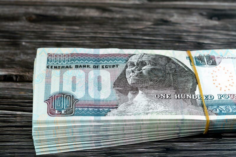 Stack of Egyptian Currency of 100 EGP LE One Hundred Egyptian Pound ...