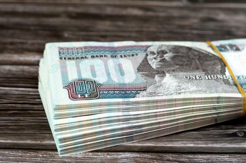Stack of Egyptian Currency of 100 EGP LE One Hundred Egyptian Pound ...