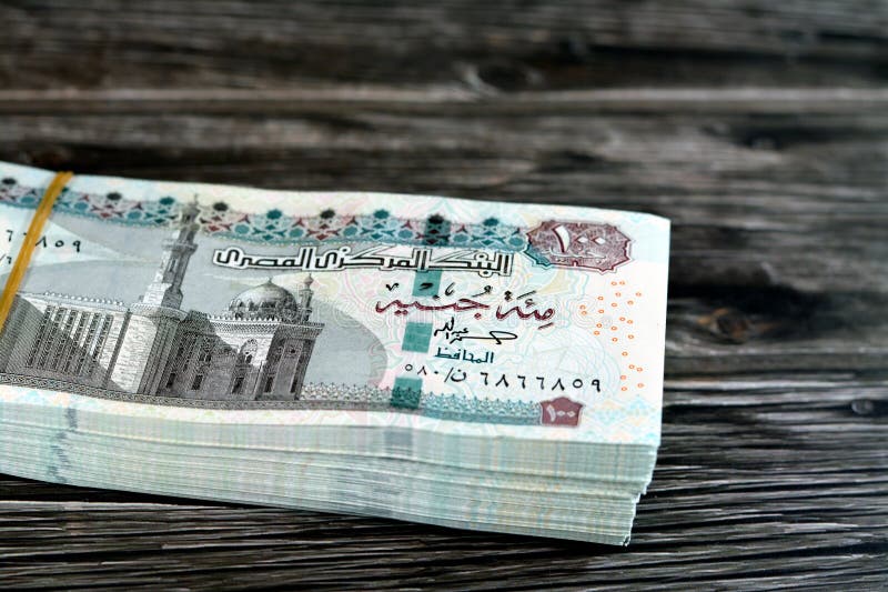 Stack of Egyptian Currency of 100 EGP LE One Hundred Egyptian Pound ...