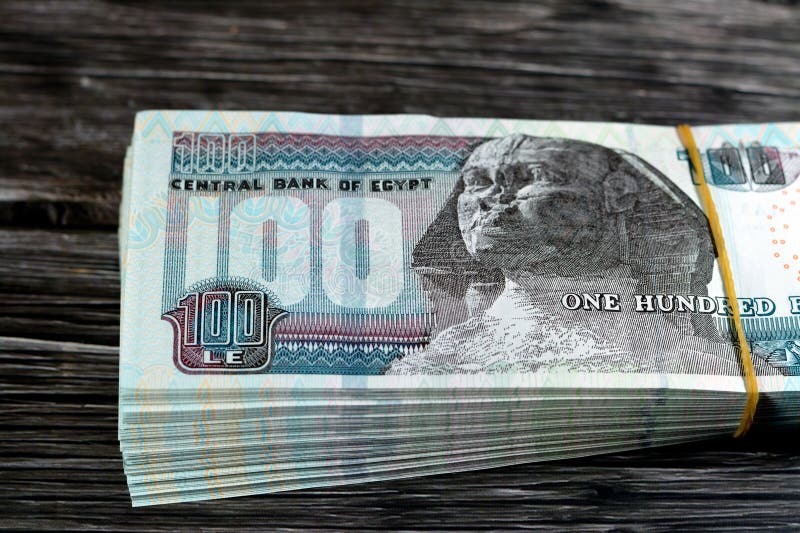 Stack of Egyptian Currency of 100 EGP LE One Hundred Egyptian Pound ...