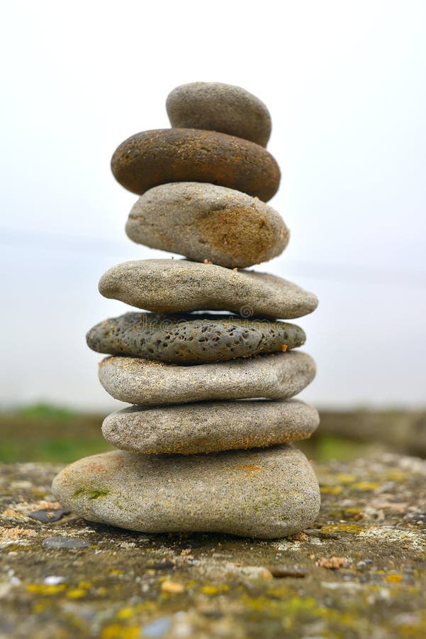 Stack of Eight of Beach Stones on Top of Each Other. Stock Image ...