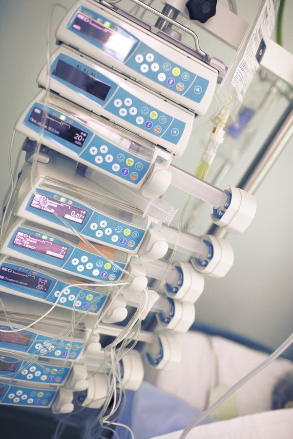 Stack of Electronic Devices in ICU Stock Image - Image of care, medical ...