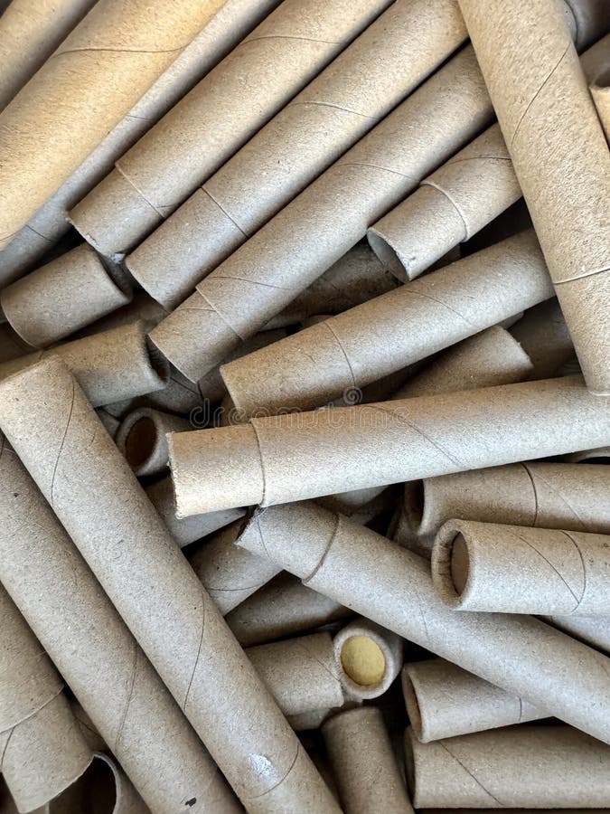 Pile of Cardboard Tubes for Recycling and Eco Packaging Stock Photo ...