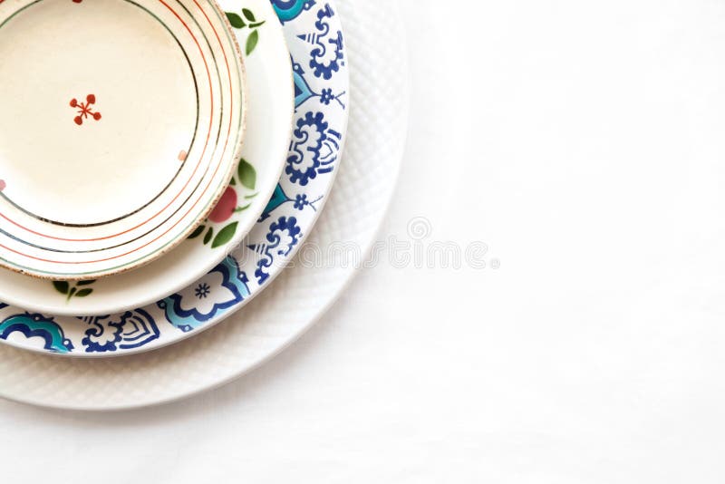 Stack of Empty Ceramic Plates Isolated on White Stock Photo - Image of ...