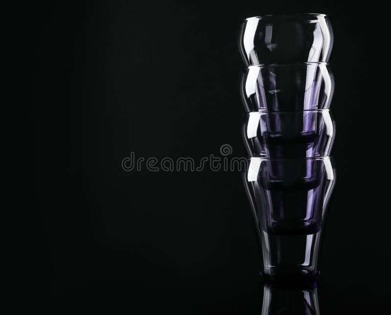 Stack of Empty Colorful on Black Background, Space for Text Stock Photo ...